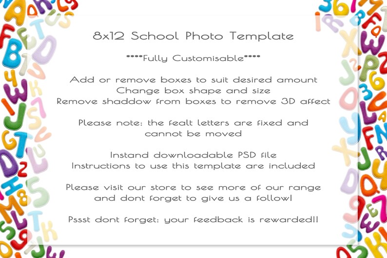 School Photo Template Set of 2 | 8x12 Class | 5x7 Portrait |alphabet ...