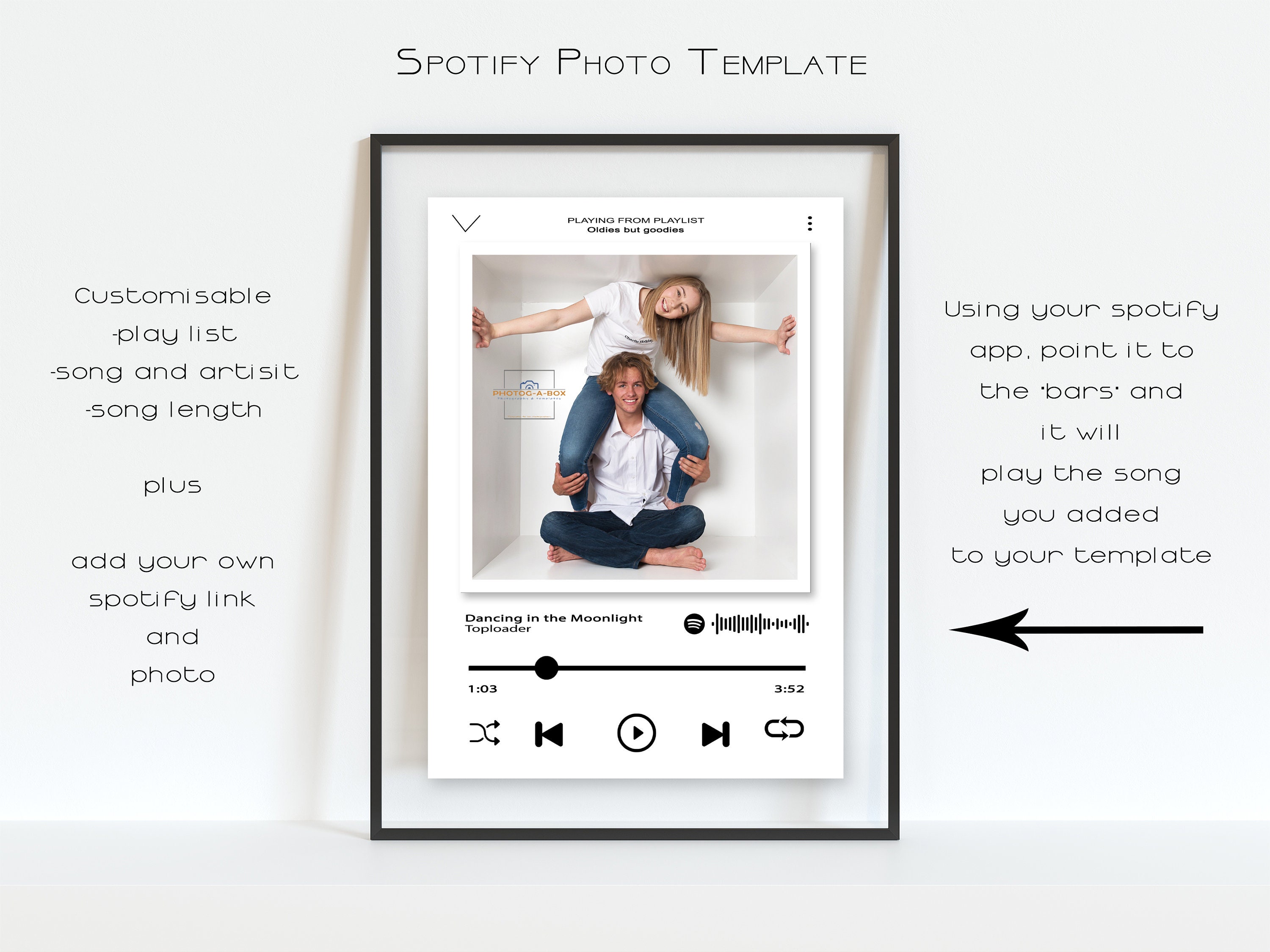 Spotify plantilla de fotos / Spotify código / Medios sociales | Etsy