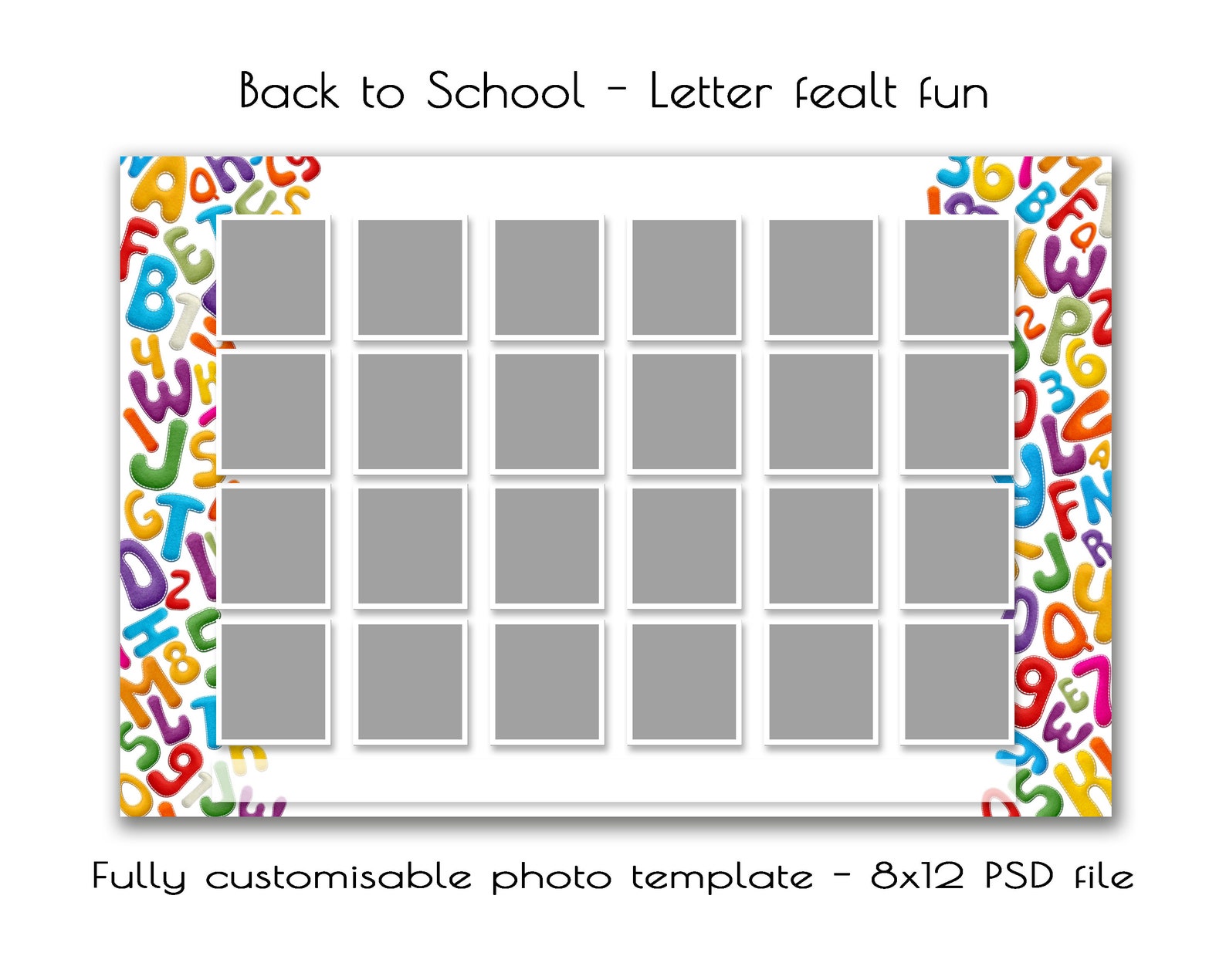 School Photo Template Set of 2 | 8x12 Class | 5x7 Portrait |alphabet ...