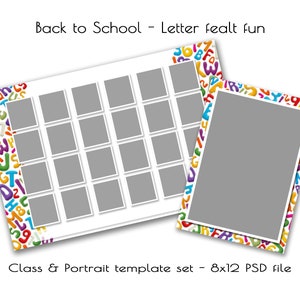 School Photo Template Set of 2 | 8x12 Class | 5x7 Portrait |alphabet ...