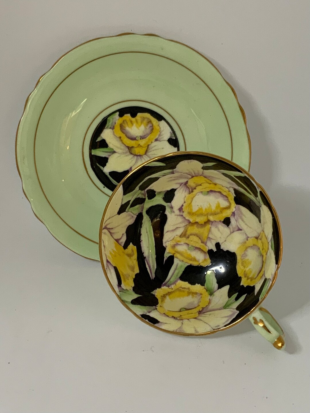 Vintage Paragon Art Deco Daffodils Hand Painted Teacup With Saucer - Etsy