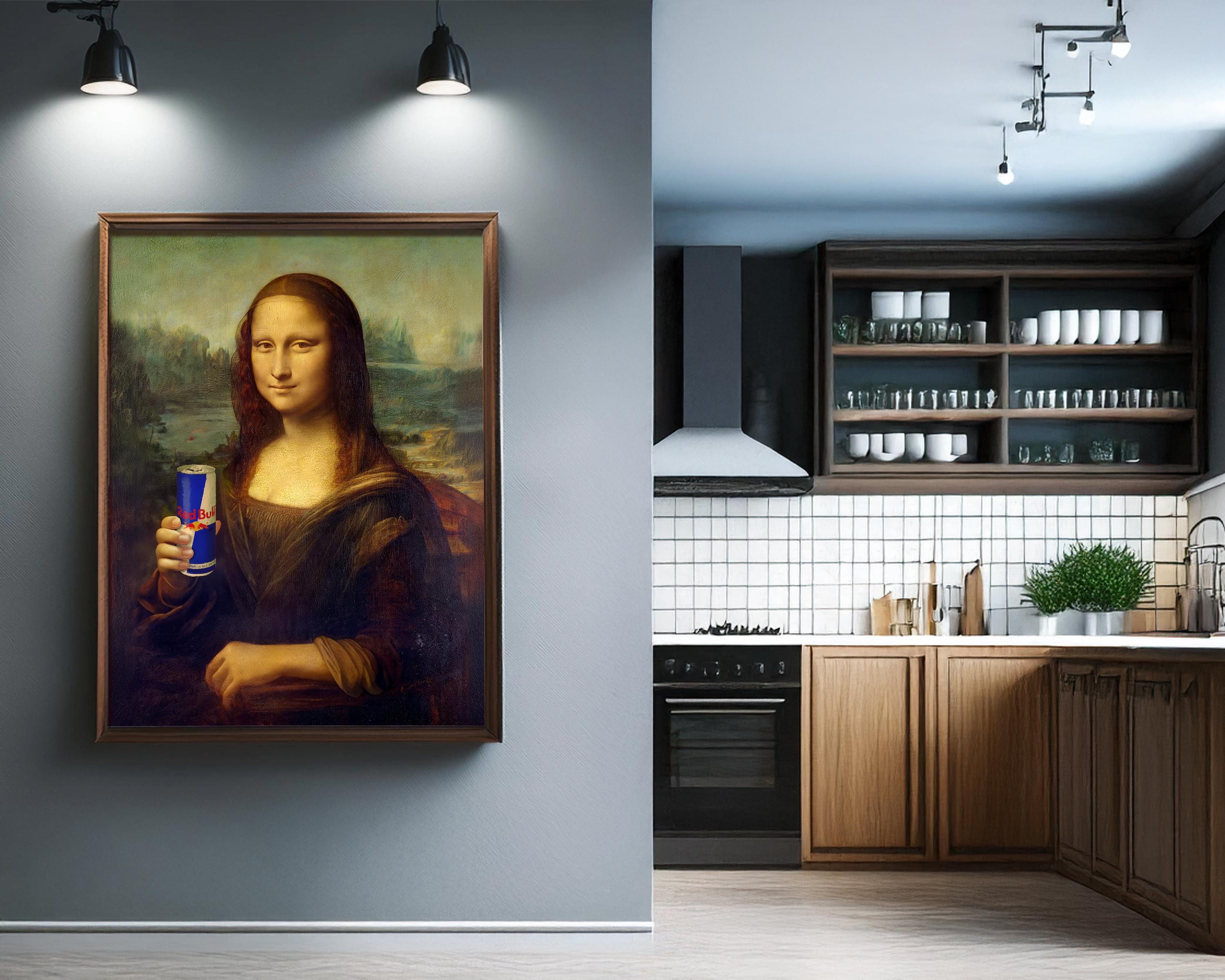 Mona Lisa With Red Bull - Funny Printable Art - Unique Wall Decor for ...