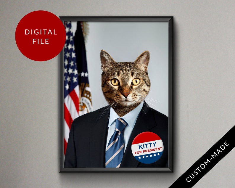 Custom Pet President Portrait, Dog, Cat, Painting From Photo, American ...