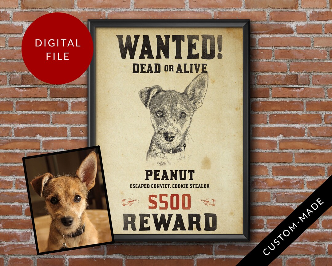 Personalized Pet Wanted Poster, Funny Animal Lover Gift, Criminal Cat ...