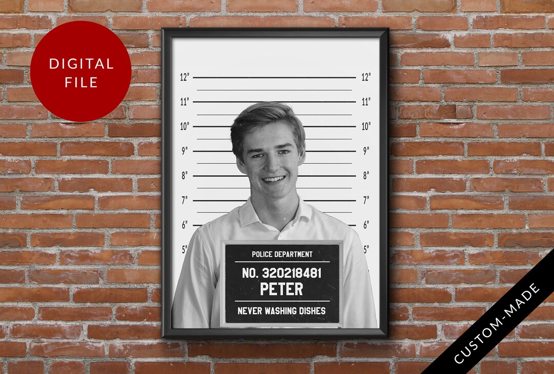 Custom Mugshot Portrait Personalized, Police Headshot, Funny Gift ...