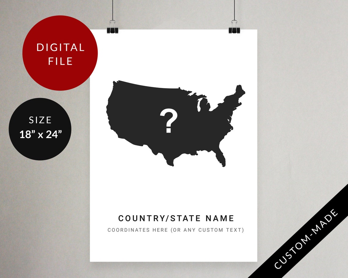 Custom Country or State Poster, Digital Print, Minimalist Printable ...