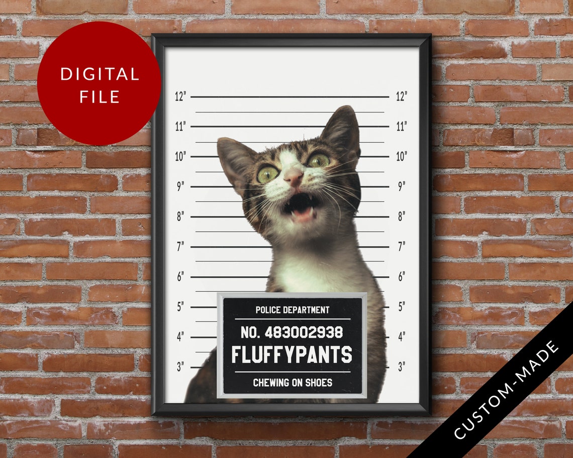Custom Pet Mugshot Portrait, Personalized Pet Portrait, Funny Christmas ...