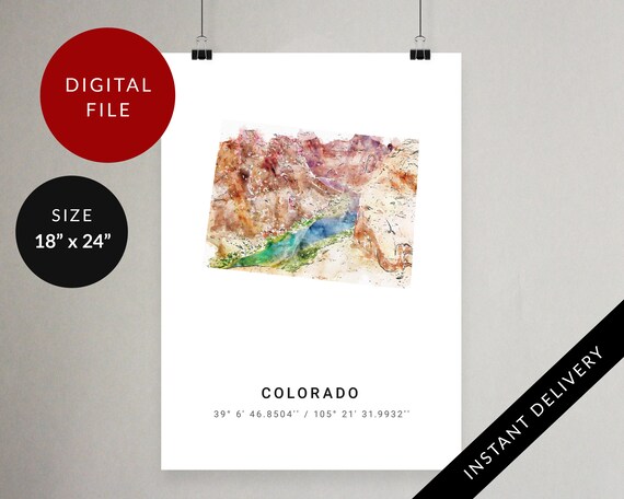 Colorado Map Minimalist Poster CO United States State | Etsy