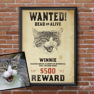 Custom Pet Wanted Poster, Funny Animal Lover Gift, Criminal Dog ...