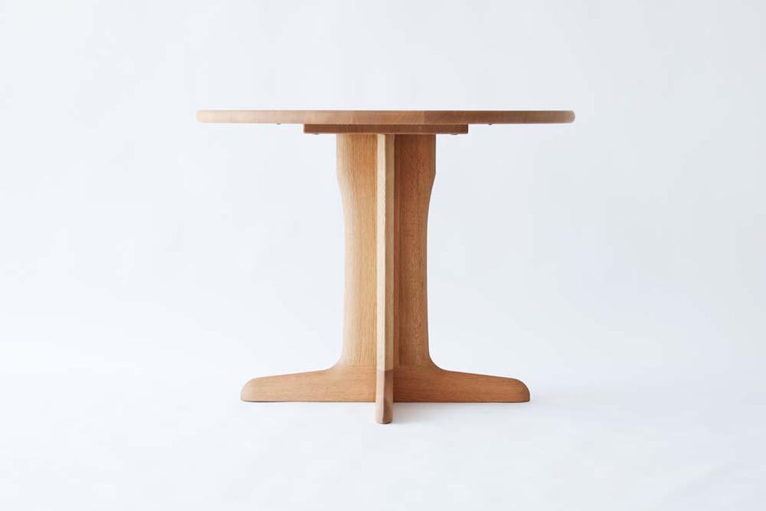 Cruciform-base Pale Oak Dining Table With Sweeping Tapered Support - Etsy