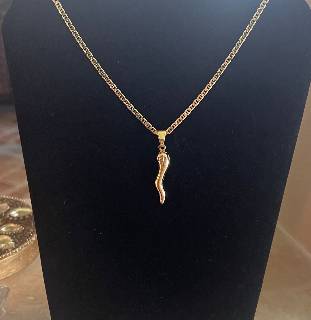 Unisex 18 Carat Gold Italian Cornicello Pendant Necklace - Etsy