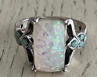 Fire Opal Silver Ring - Etsy