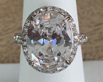 White Sapphire Ring | Etsy