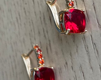 Gold Ruby Earrings - Etsy
