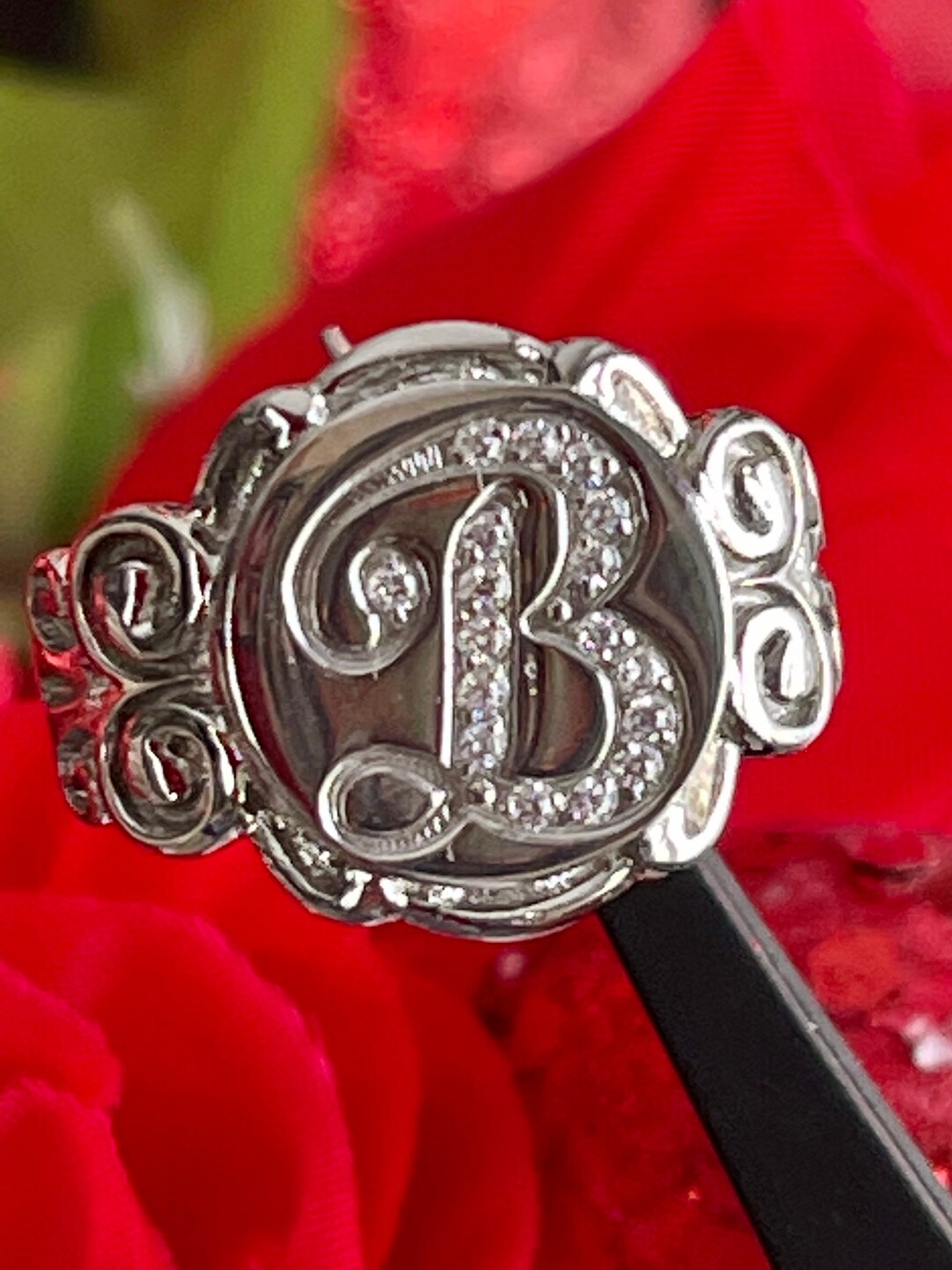 Shiny Stainless Steel Letter B Ring, Size 7.5 - Etsy