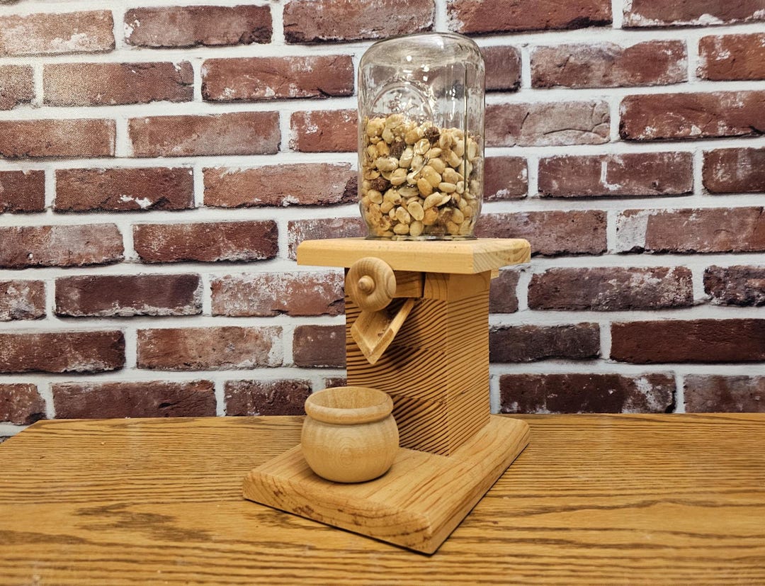 Natural Peanut Dispenser Wooden Mason Jar Candy Dispenser, Bar ...