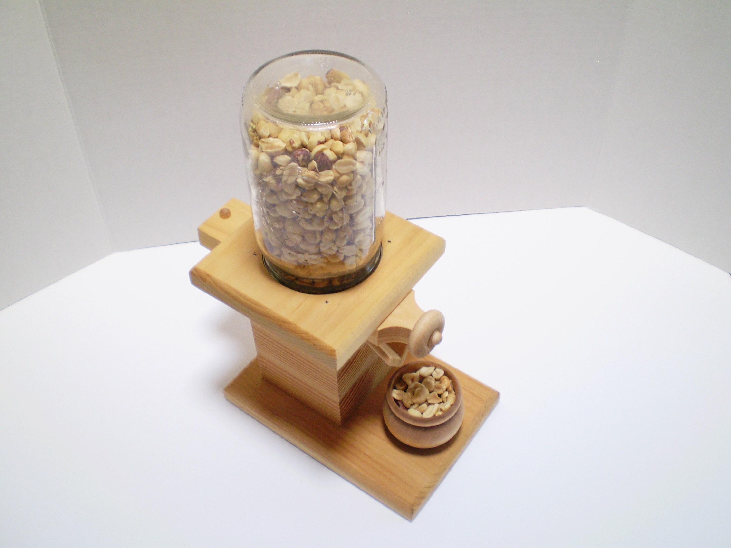 Natural Peanut Dispenser Wooden Mason Jar Candy Dispenser, Bar ...