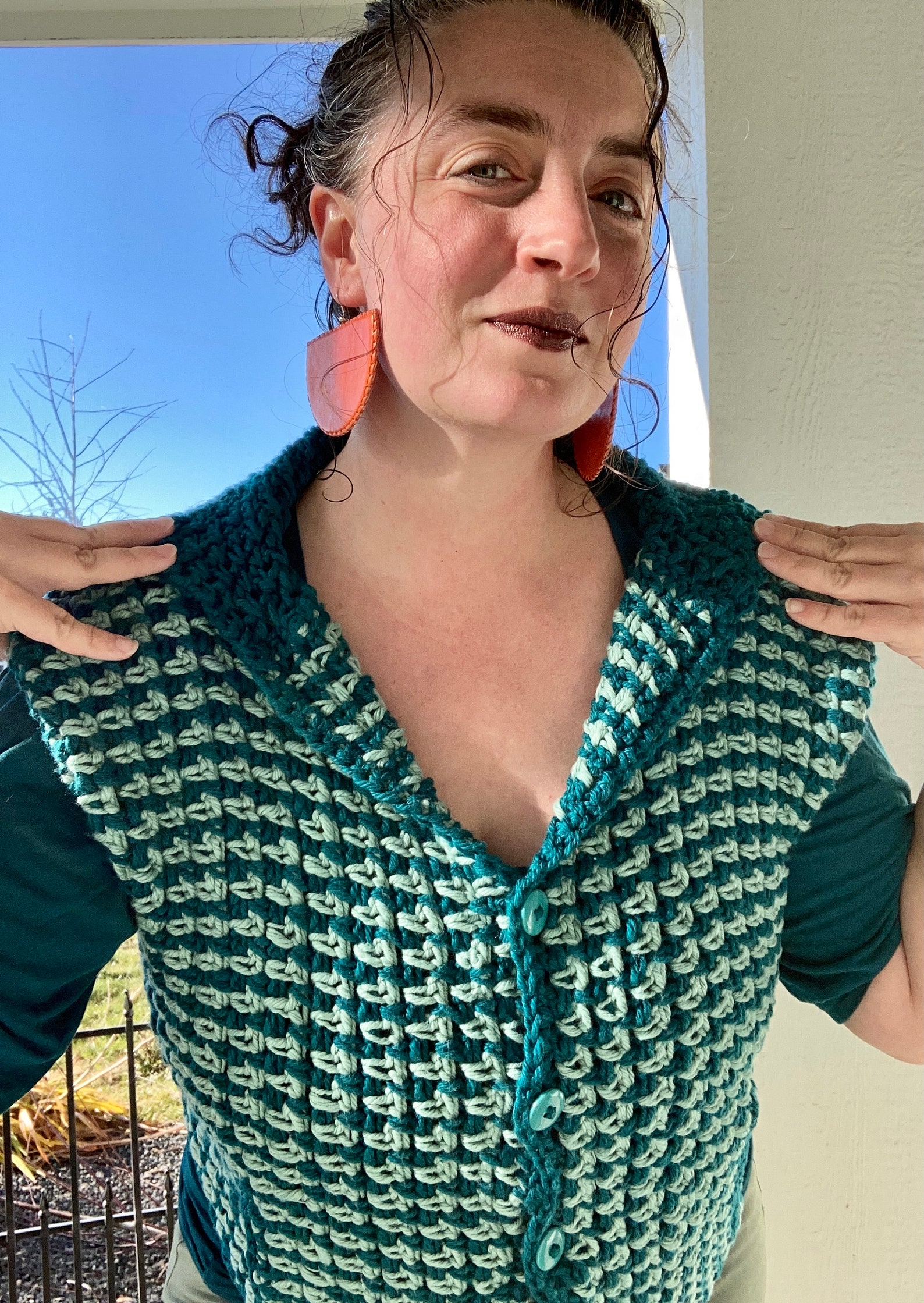 The Lined up Vest Crochet Pattern. an Easy Textured Color Work Button ...