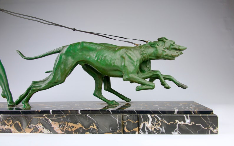 Géo MAXIM (1885-1940), Sculpture "woman and Her Greyhounds", France Art ...