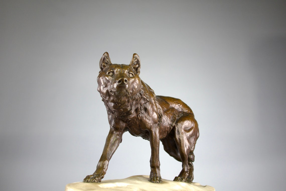 Charles Valton, the Tracking Wolf, Romantic Period Sculpture, France ...