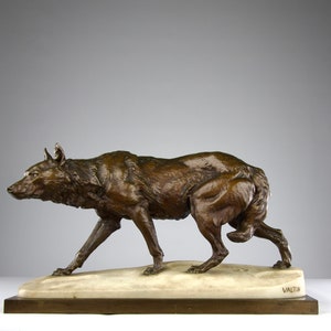 Charles Valton, the Tracking Wolf, Romantic Period Sculpture, France ...