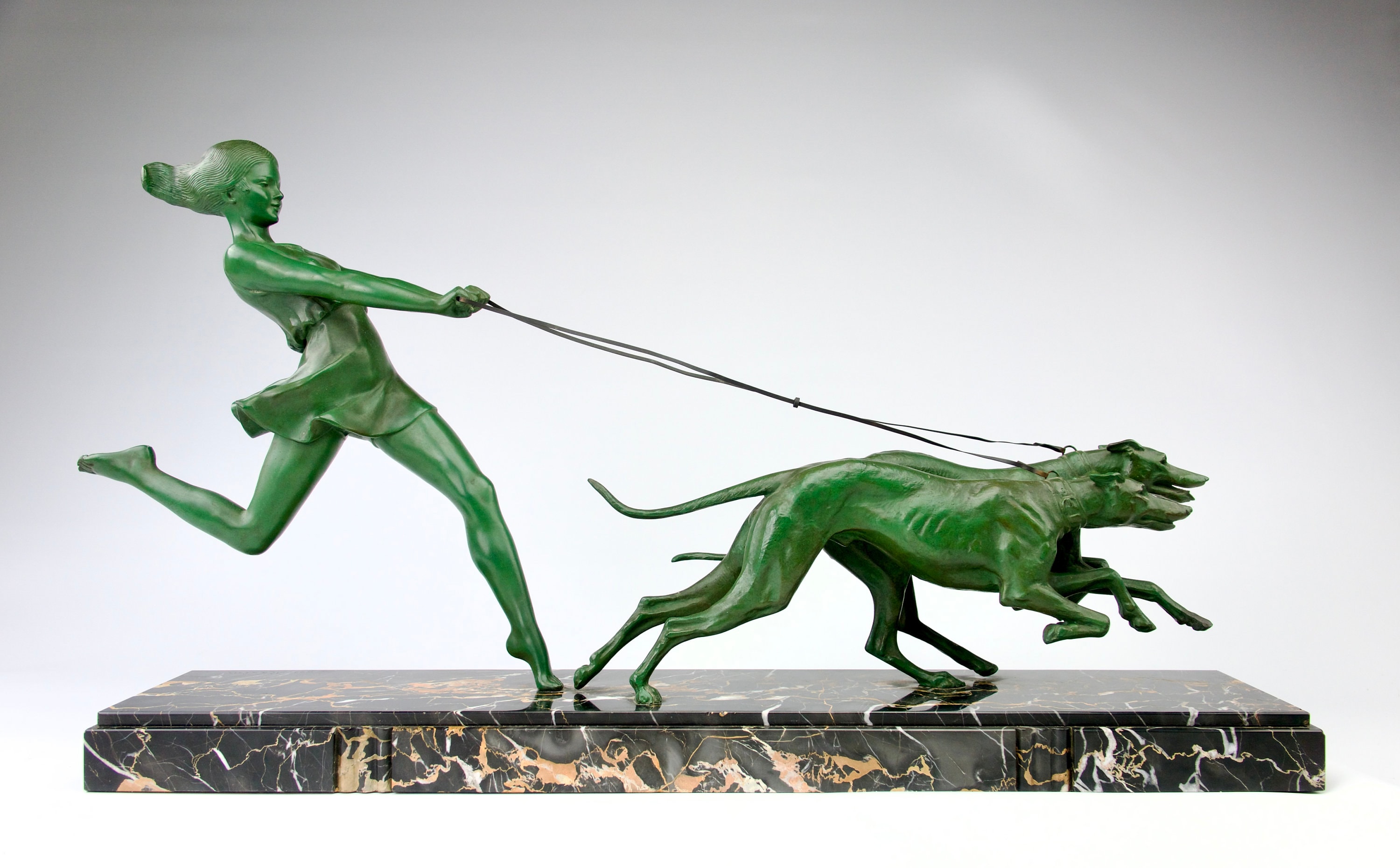 Géo MAXIM (1885-1940), Sculpture "woman and Her Greyhounds", France Art ...