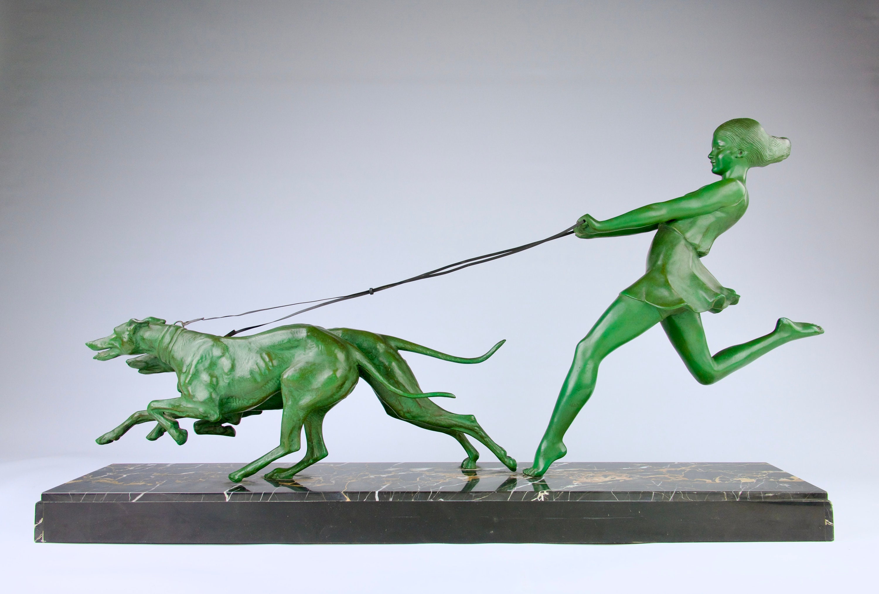 Géo MAXIM (1885-1940), Sculpture "woman and Her Greyhounds", France Art ...