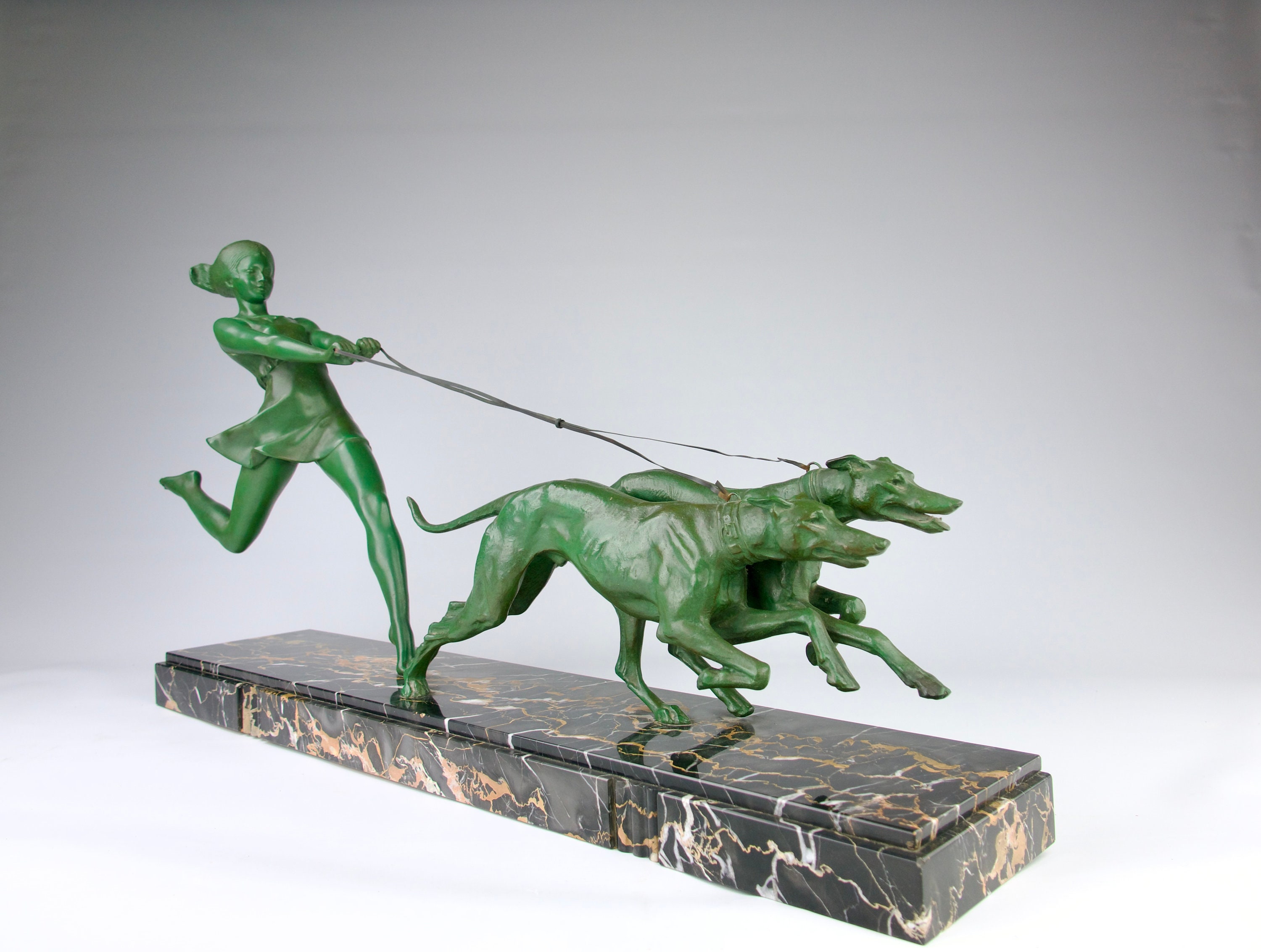 Géo MAXIM (1885-1940), Sculpture "woman and Her Greyhounds", France Art ...