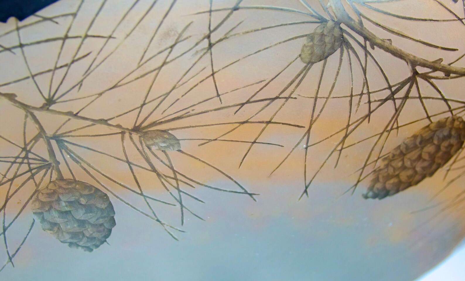 Daum # Nancy and Majorelle, Pine Cone Etched Glass Suspension, Art ...