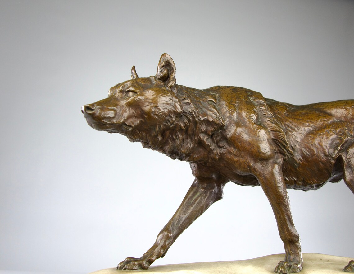 Charles Valton, the Tracking Wolf, Romantic Period Sculpture, France ...