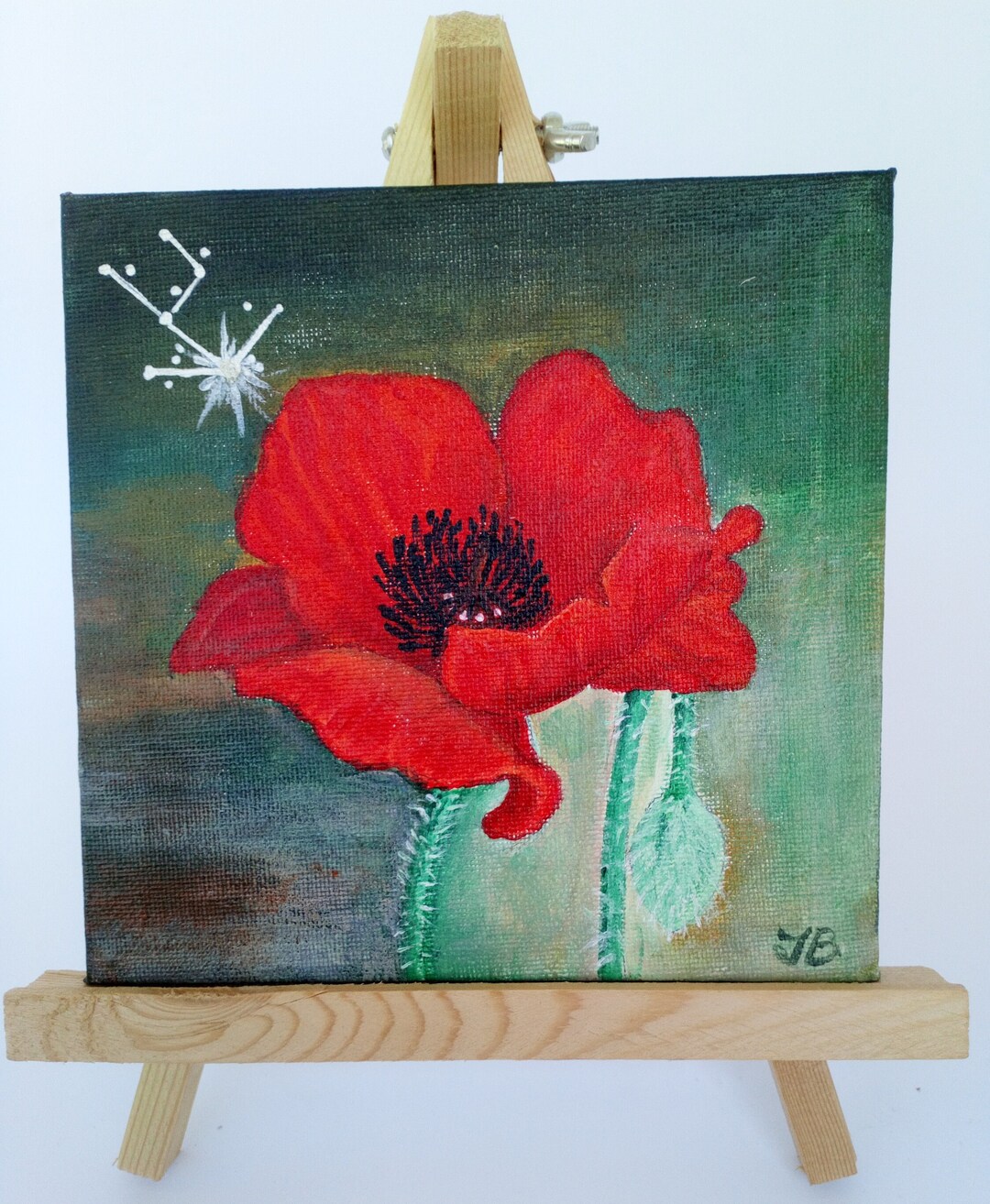 Poppy is Taurus's Astrological Flower, Acrylic Painting Original ...