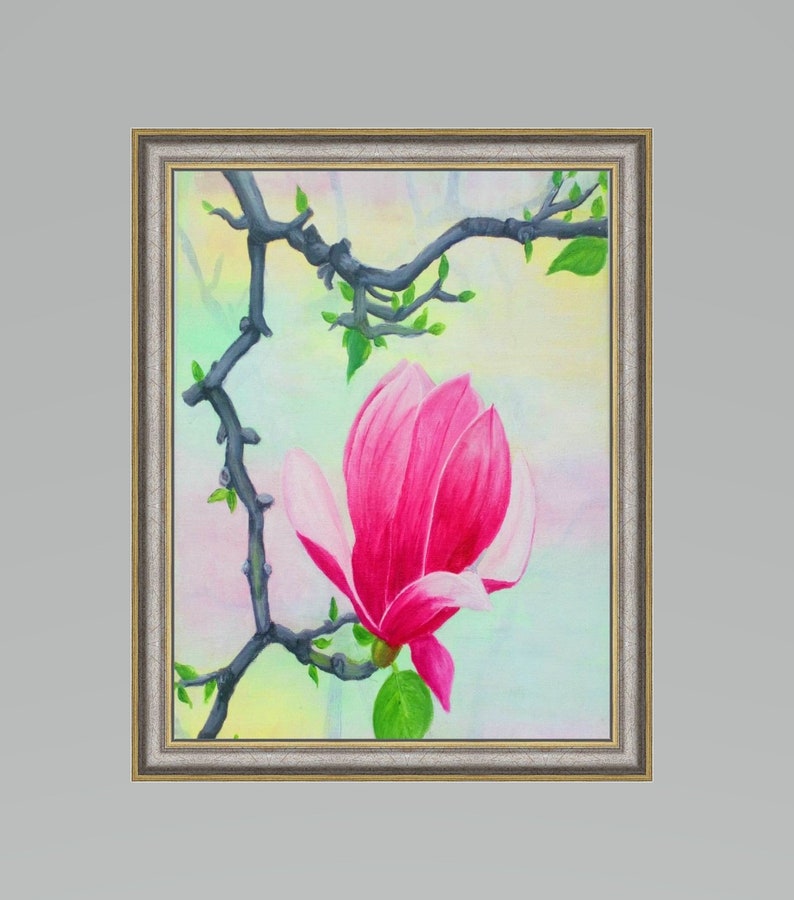 Magnolia, Original Art, Magnolia Acrylic Painting on Canvas.40/30 Cm ...