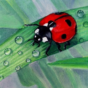 Ladybug. Small Original Acrylic Painting Ladybug on Canvas. 15 X 15 Cm ...