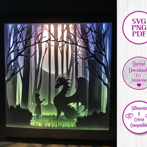 Dragon Shadow Box SVG 3D Paper Cutting Light Box Template - Etsy