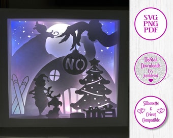 Grinch Shadow Box Svg - Etsy