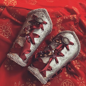 Crimson & Silver Formal Bracers - Etsy