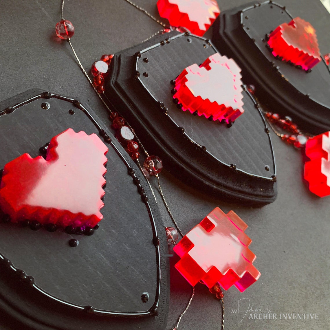 8-bit Heart Shield: Single | Etsy