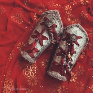 Crimson & Silver Formal Bracers - Etsy