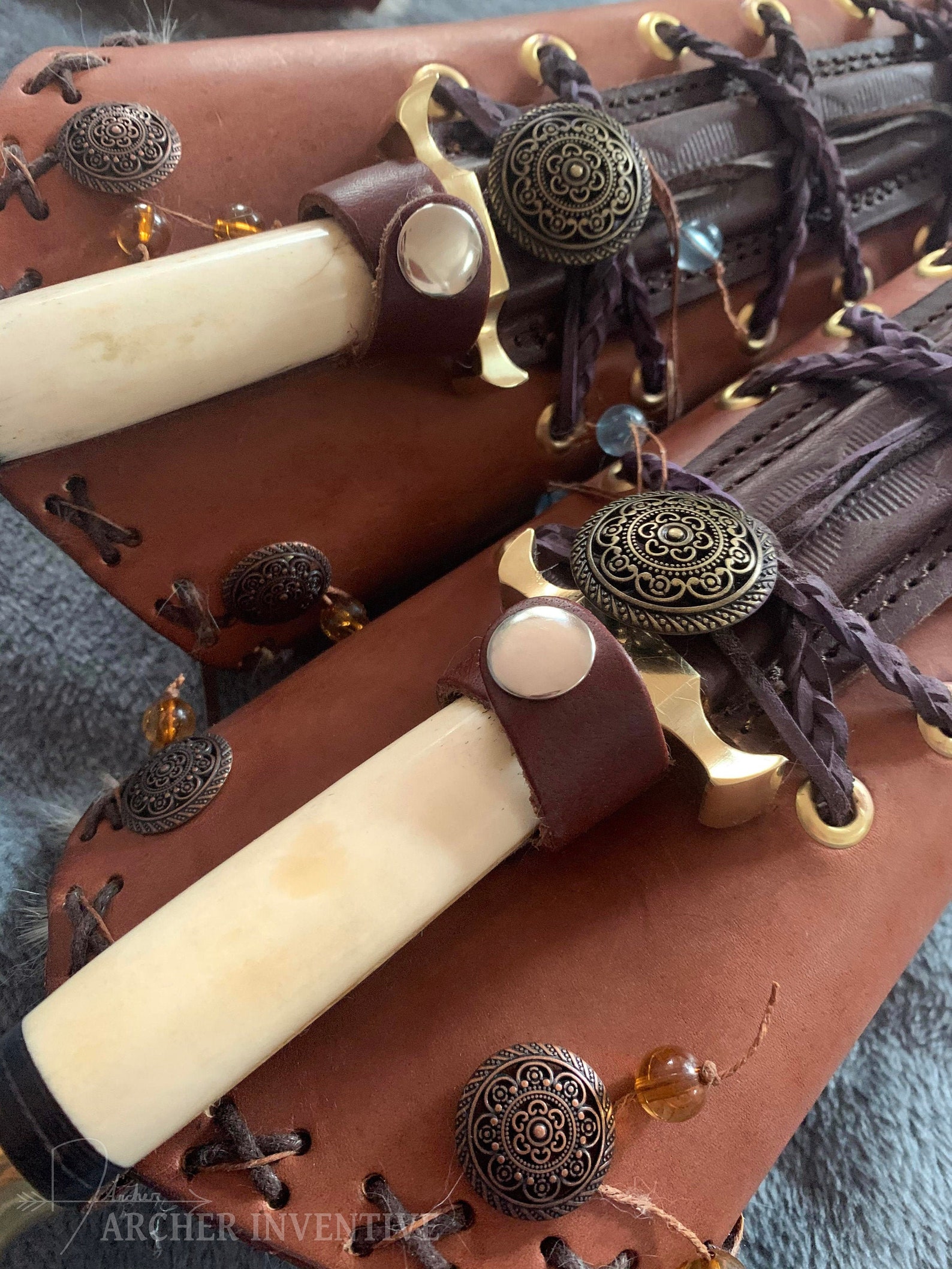 Dagger Bracer Pair tri-button Set | Etsy