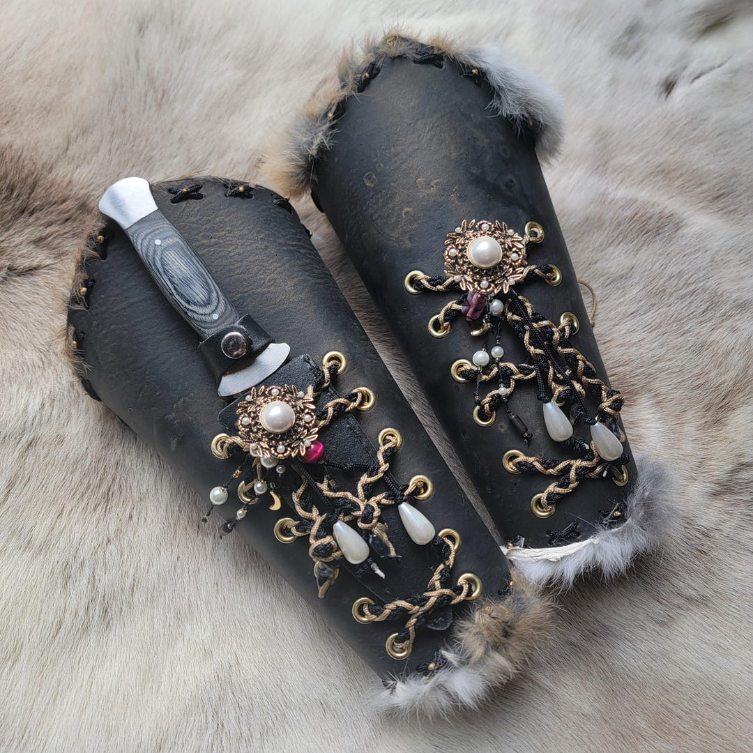 Black & Pearl Ranger Bracers - Etsy