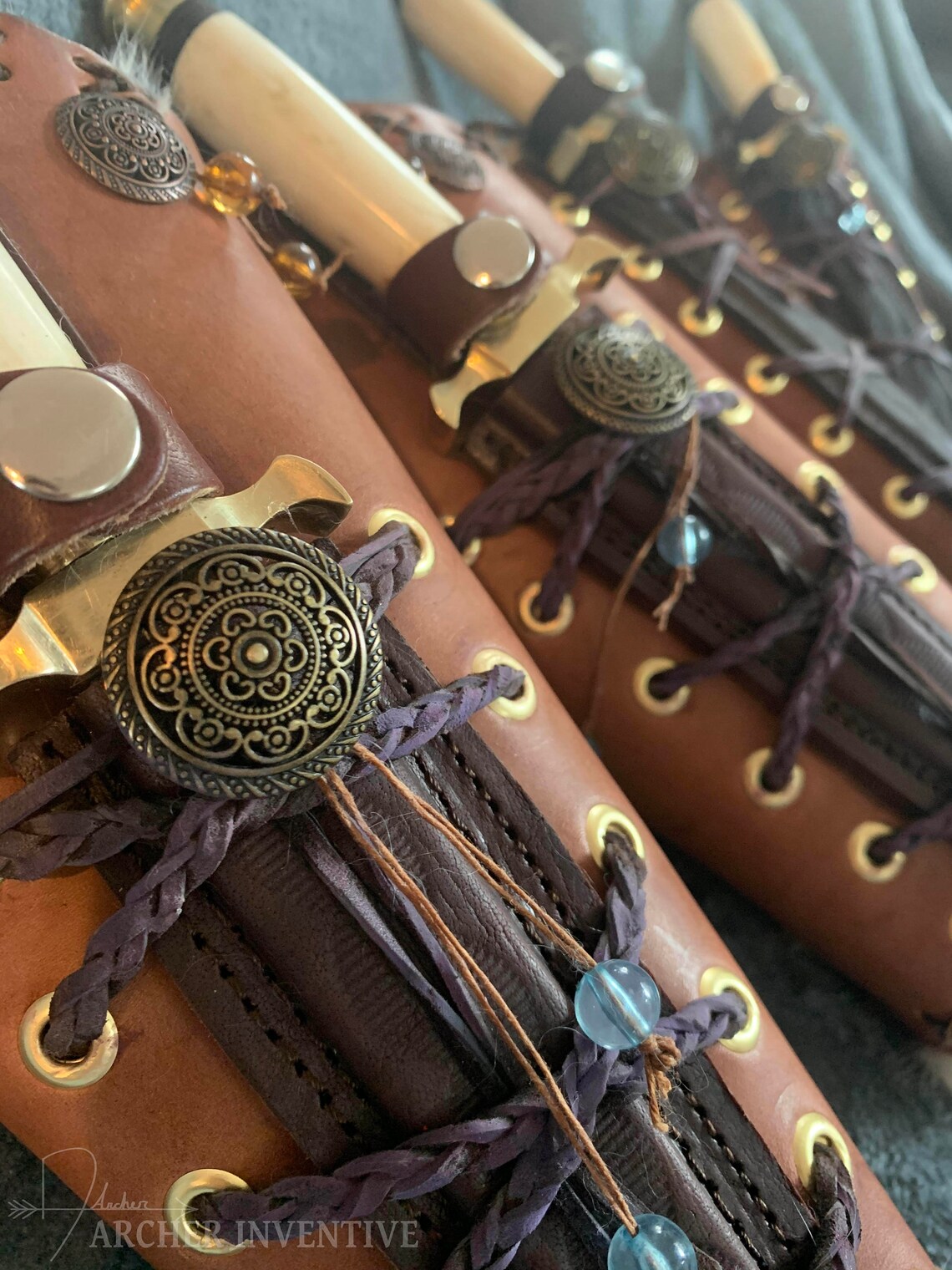 Dagger Bracer Pair tri-button Set | Etsy