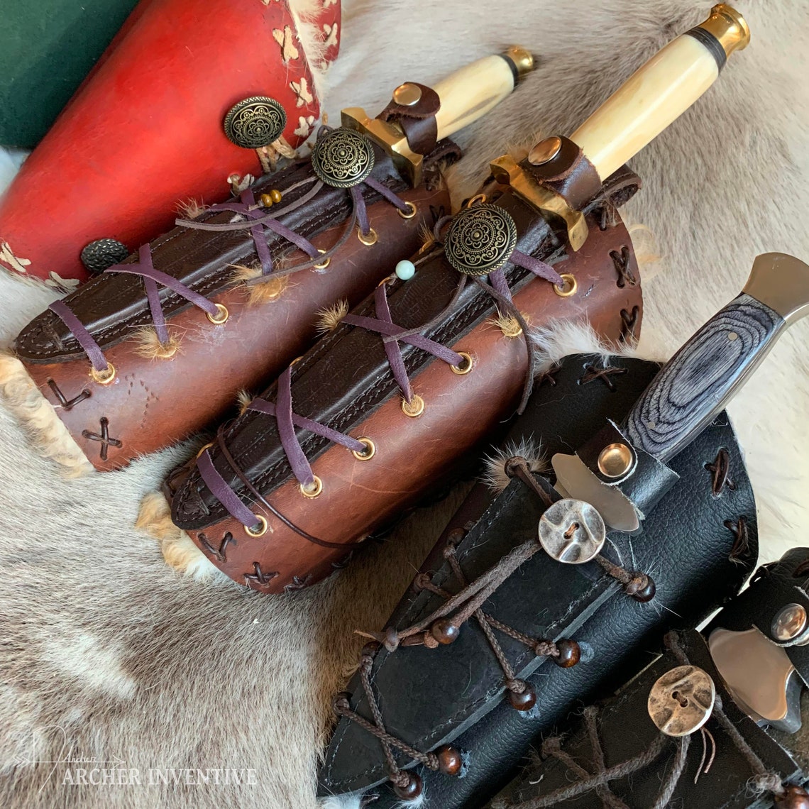 Dagger Bracer Set default Brown | Etsy