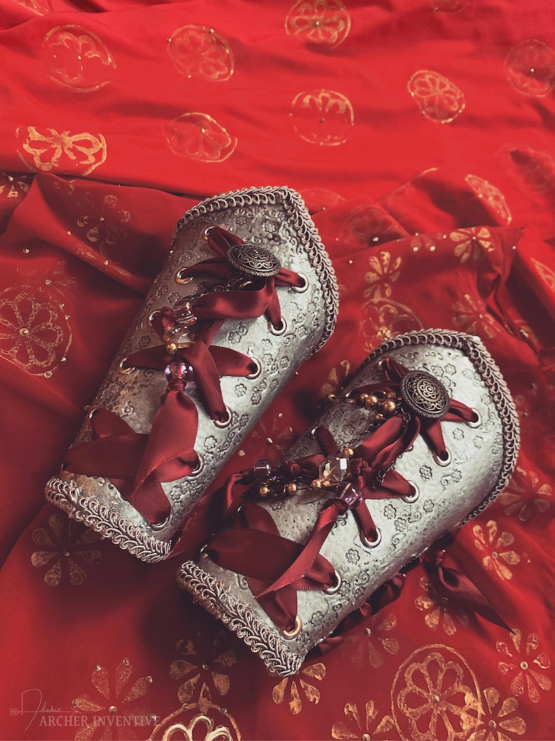 Crimson & Silver Formal Bracers | Etsy