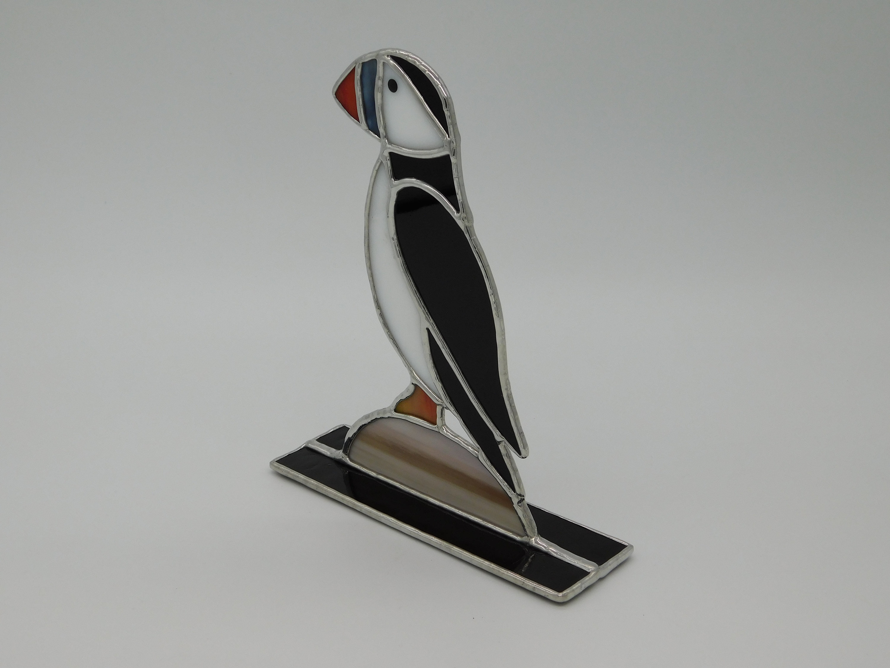 Freestanding Handmade Stained Glass Puffin on Rock British - Etsy