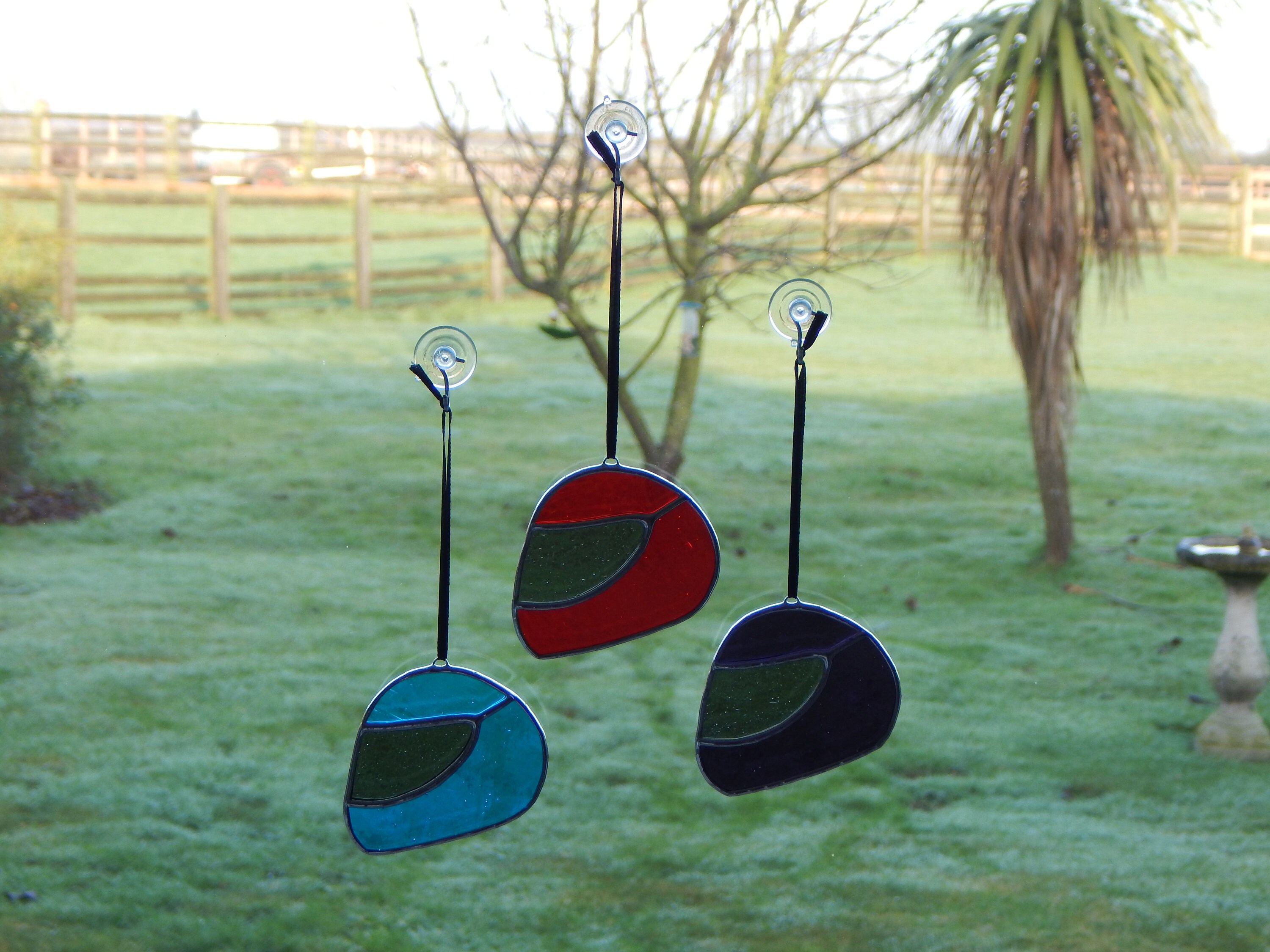 Stained Glass Suncatcher/window Hanger Red Motorbike/cycle - Etsy