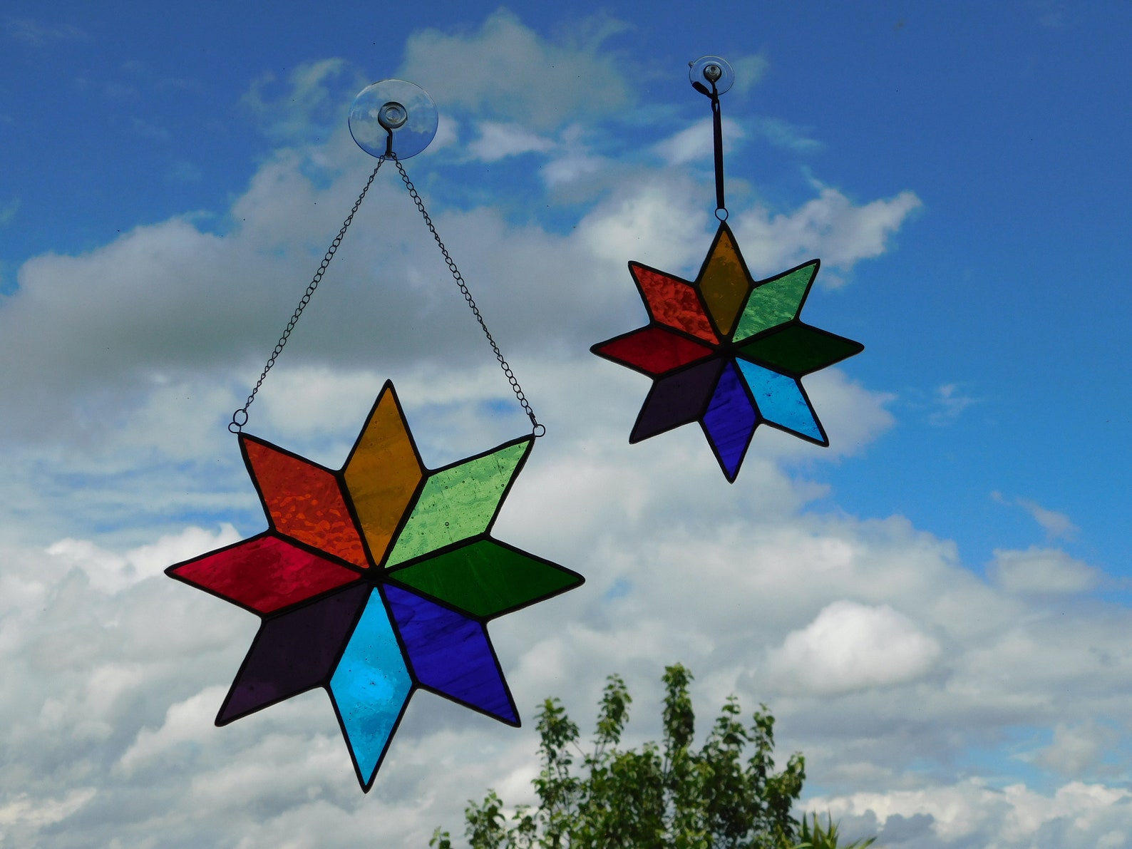 Buy Handcrafted Medium Stained Glass Rainbow Multi-coloured Star Online ...
