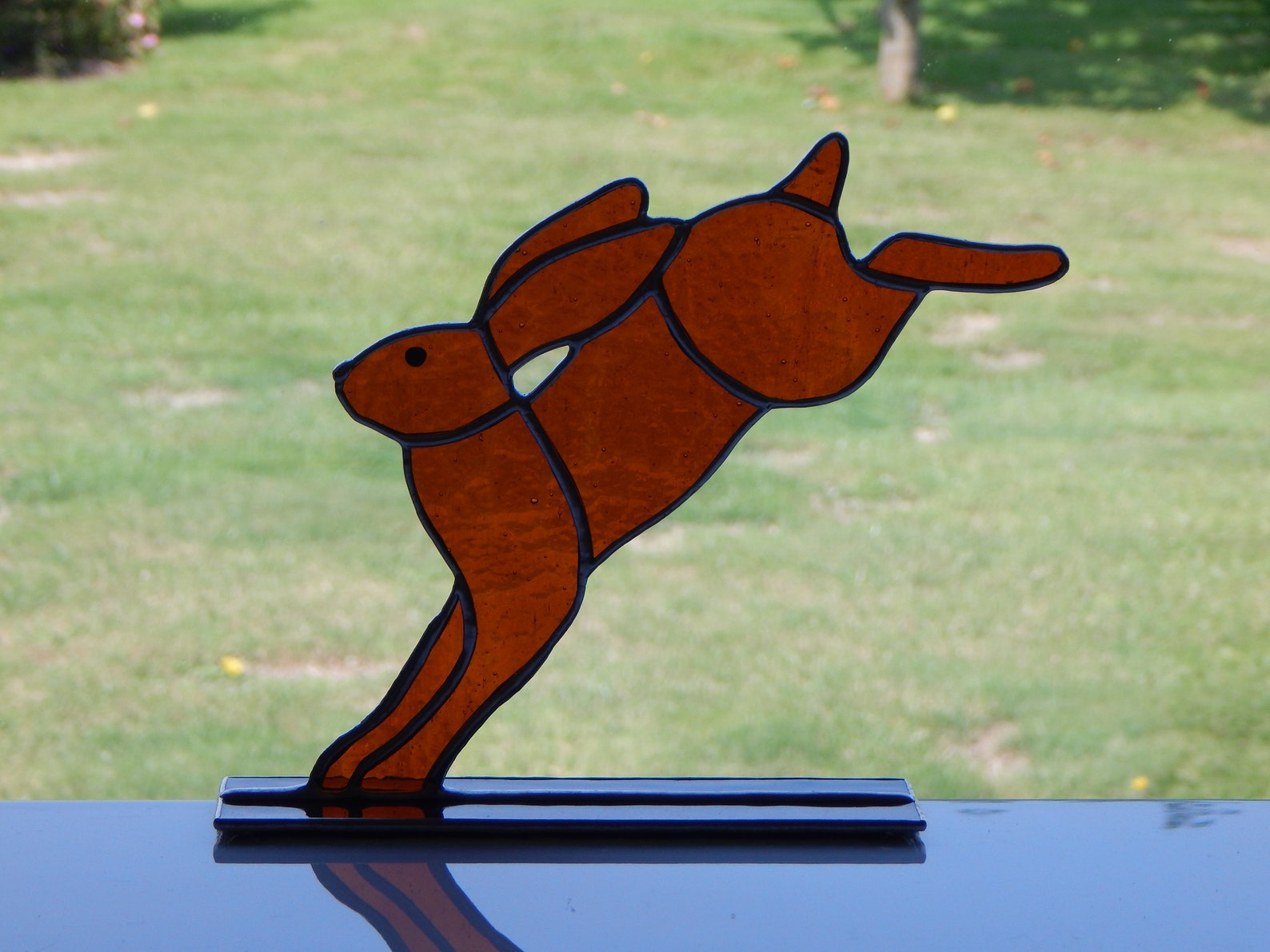 Stained Glass Freestanding Ornament Leaping Hare on Glass Base - Etsy
