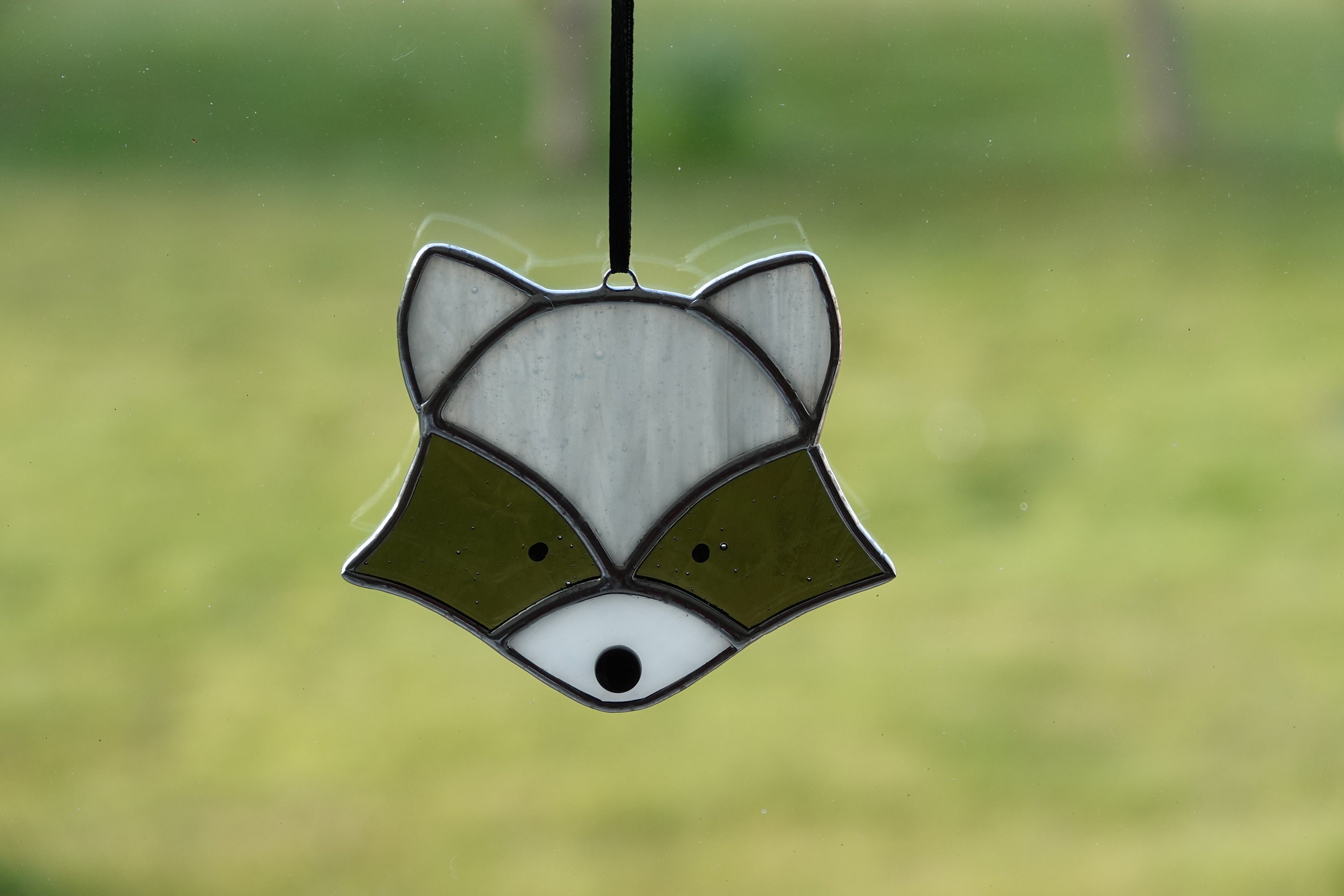 Handcrafted Stained Glass Raccoon Head Hanger/suncatcher - Etsy UK