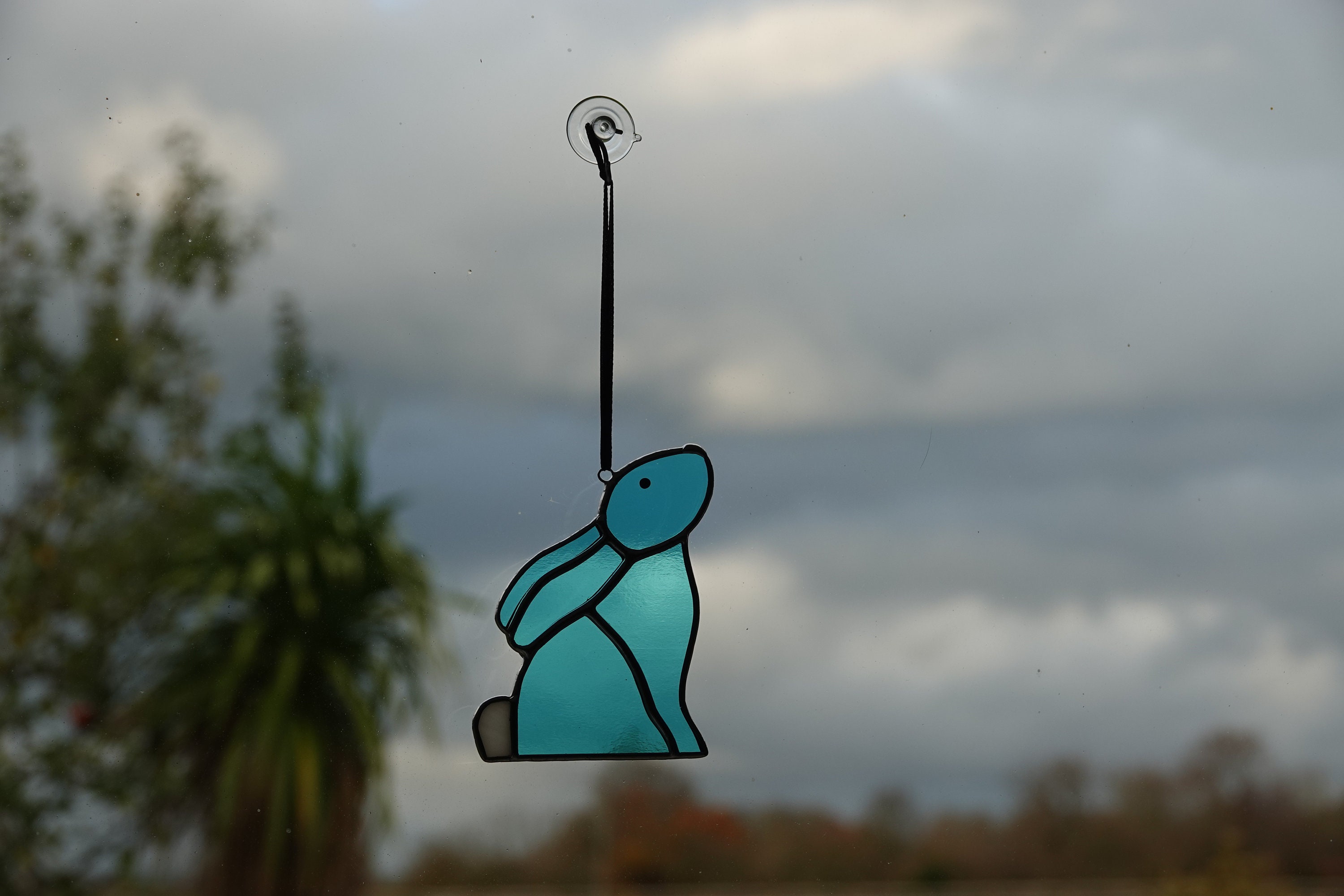 Stained Glass Light Blue Rabbit/bunny Looking up Hanger/suncatcher Gift ...