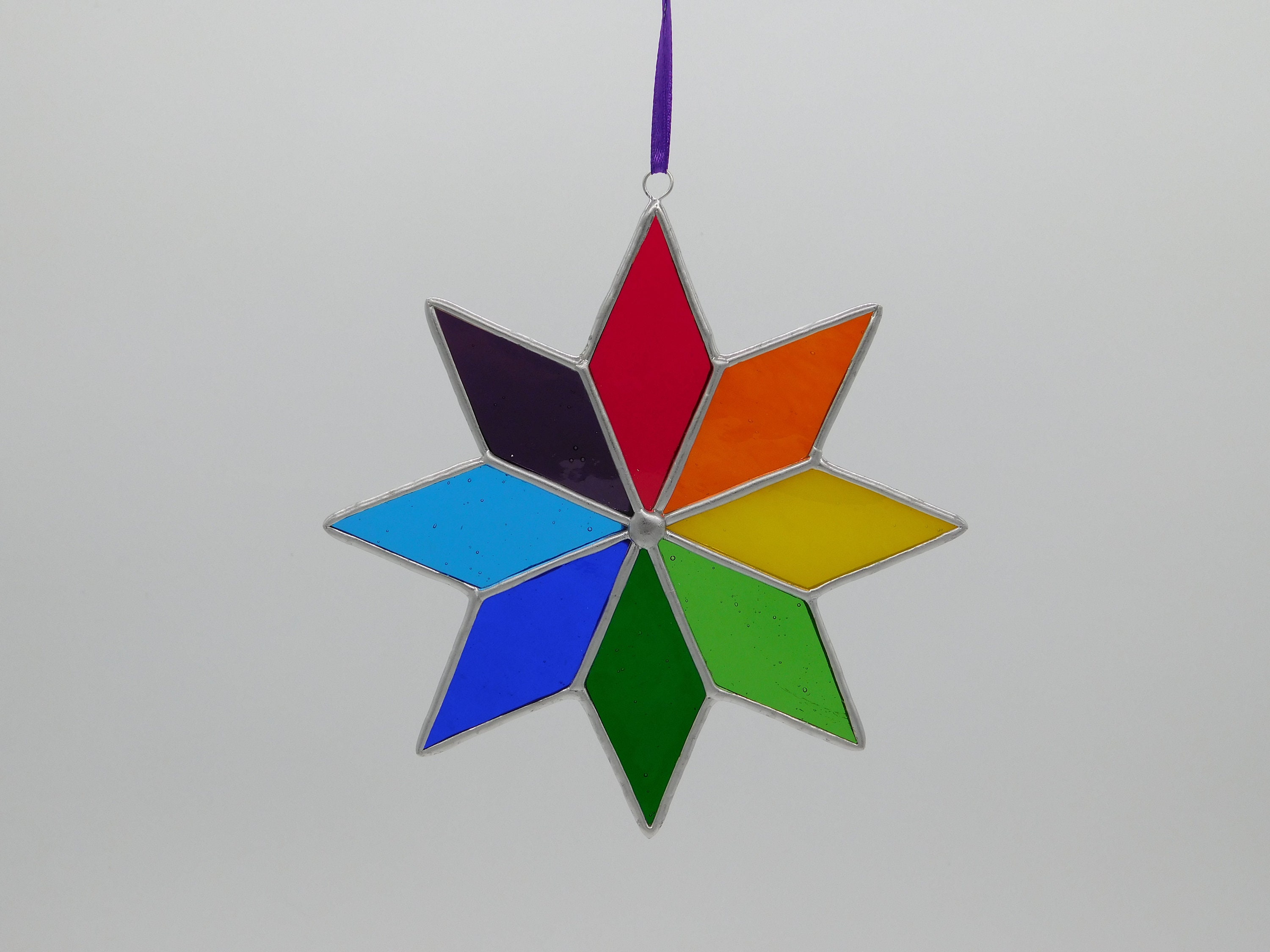 Handcrafted Medium Stained Glass Rainbow Multi-Coloured Star | Etsy